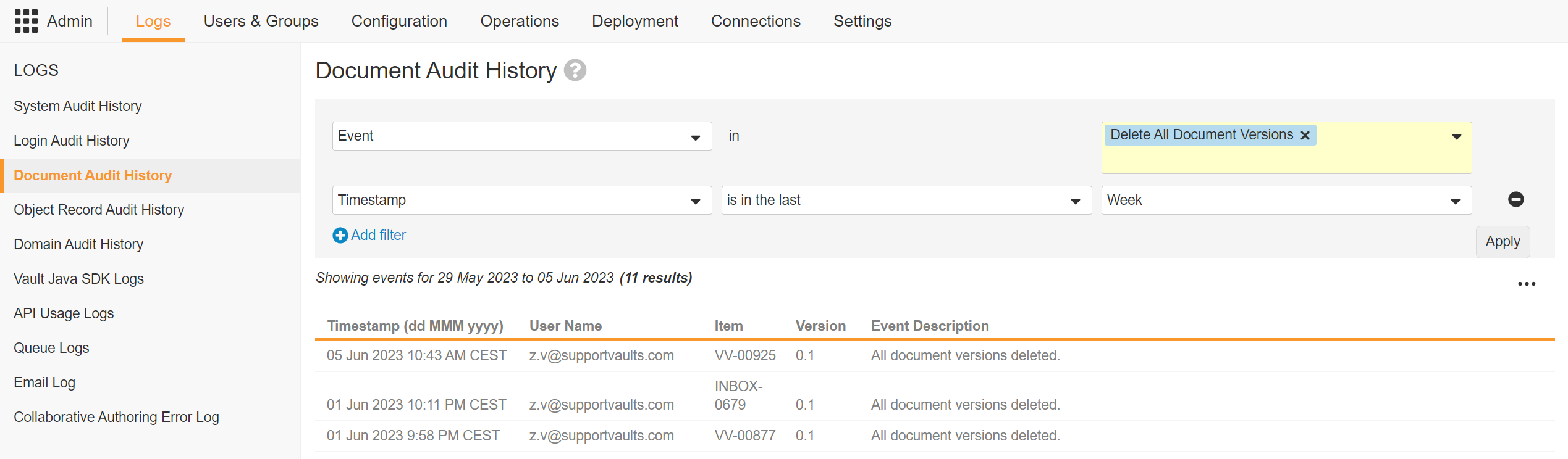 Deleting Documents | Vault Help