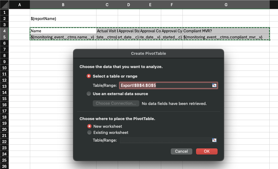 Using Excel Report Templates | Veeva Vault Help